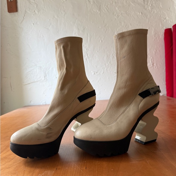 iRi NYC | Shoes | Iri Nyc Offwhite Leather Platform Boots | Poshmark